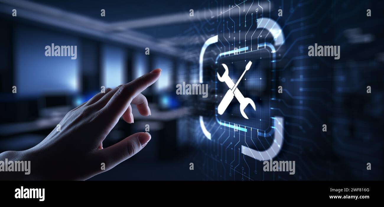 Support button on virtual screen. Customer service and communication ...