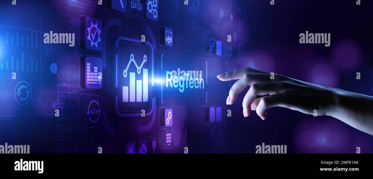 Regtech Regulation and supervision technology concept on virtual screen ...