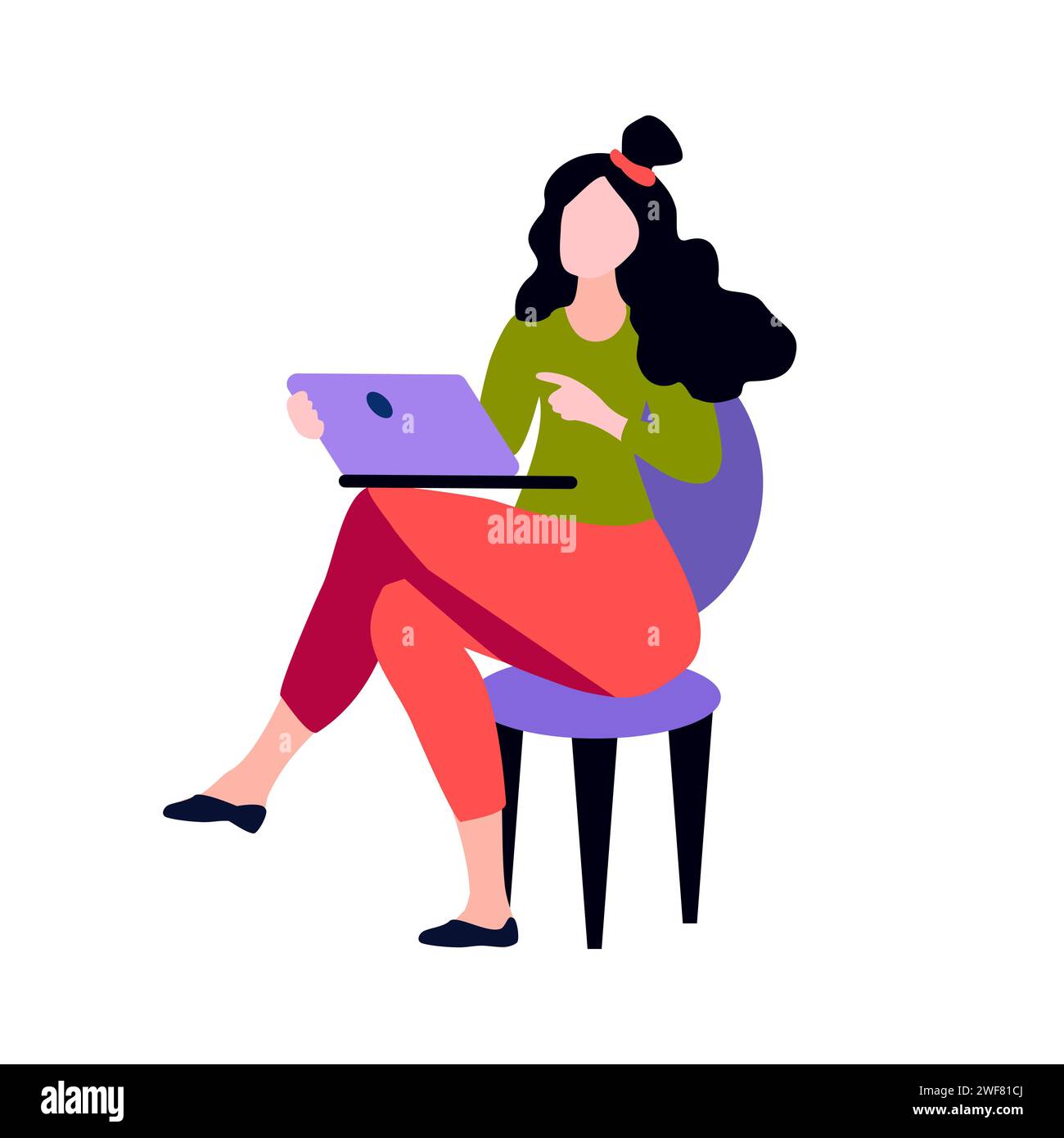 Girl college student working Stock Vector Images - Alamy