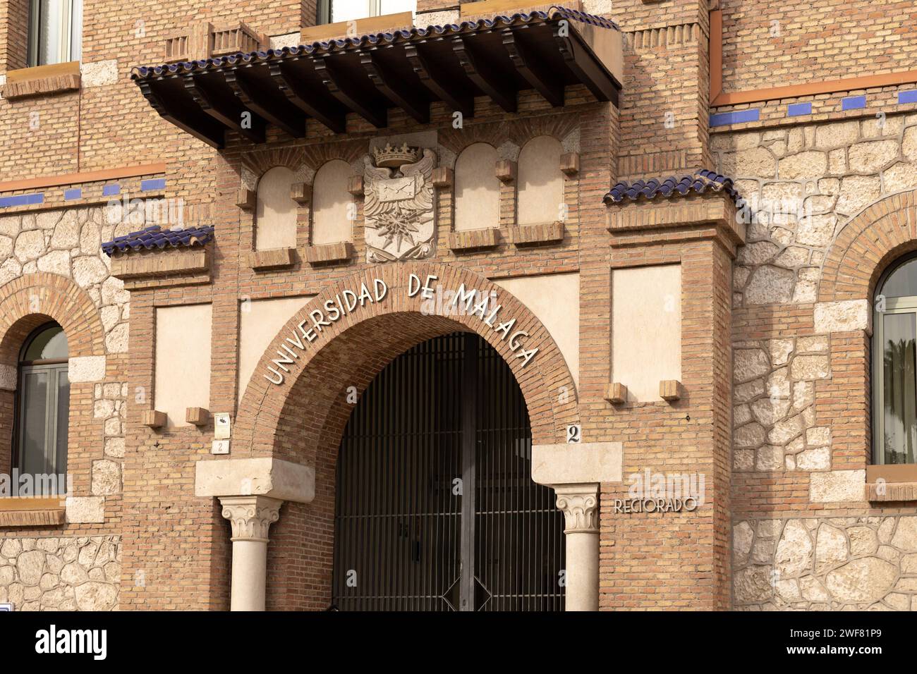 Malaga, Spain- 26-01-2024: Entrance of Universidad de Malaga with ...