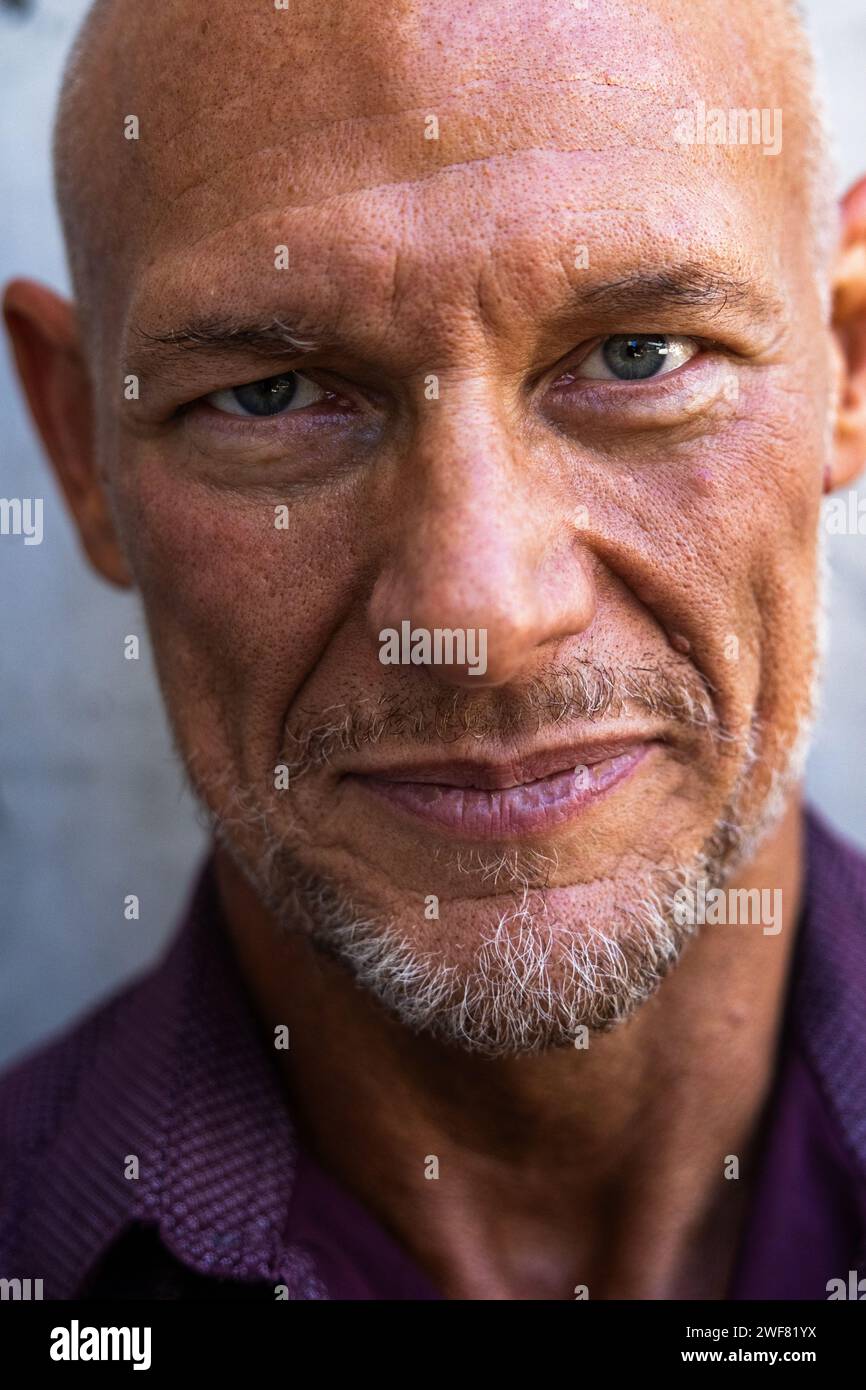 A fit middle-aged Caucasian man in his 50s posing for a portrait Stock ...