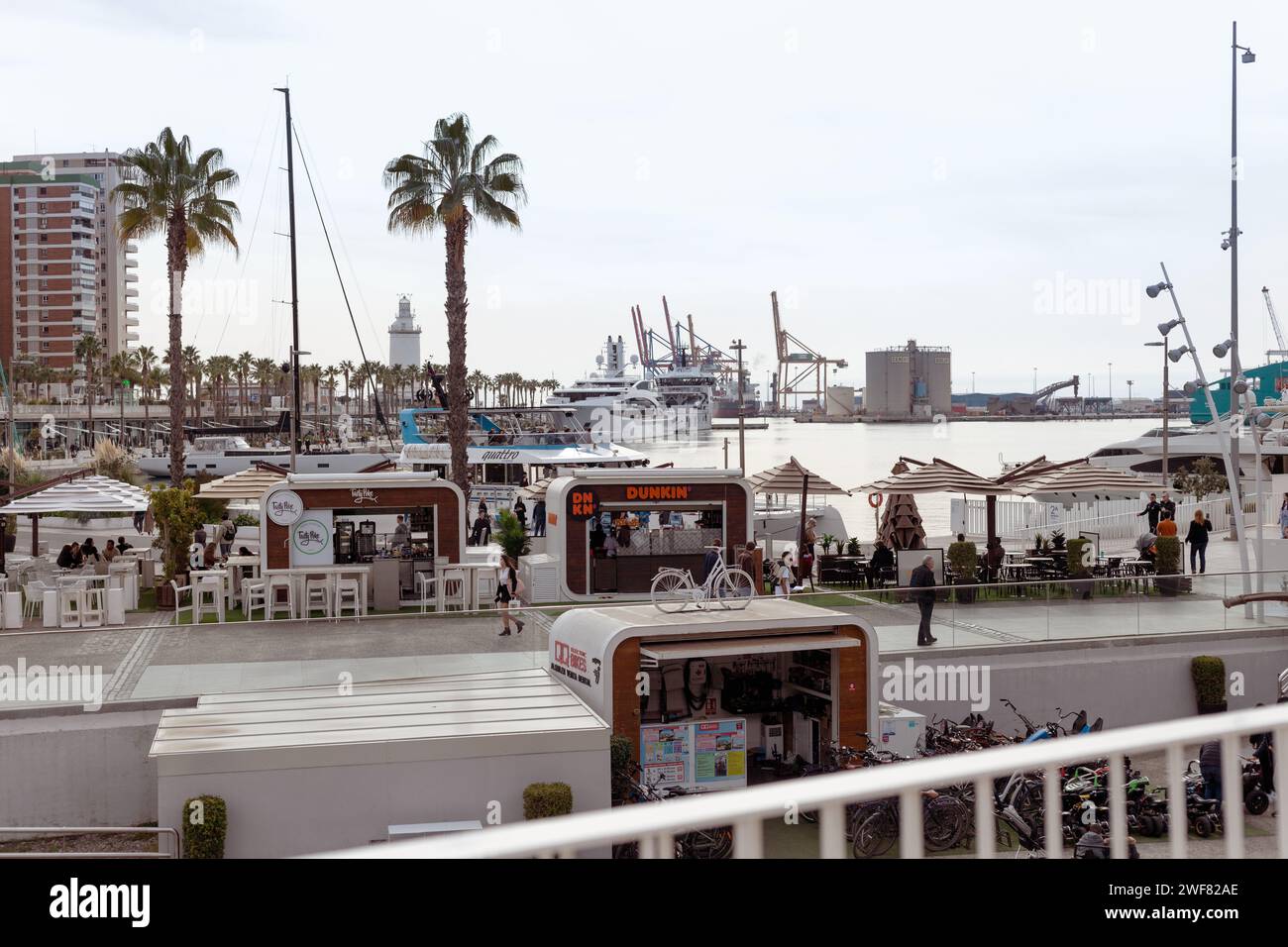 Malaga, Spain- 26-01-2024: Vibrant scene at Puerto de Malaga with ...