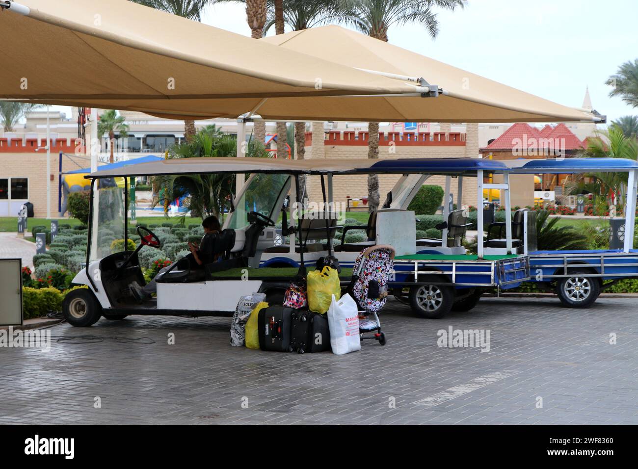 Sharm El Sheikh, Egypt. 28th Jan, 2024. Electric cars, golf cars and ...
