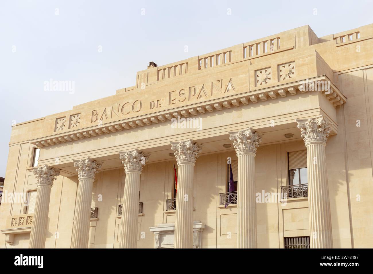 Malaga, Spain- 26-01-2024: The classical architecture of Banco de ...