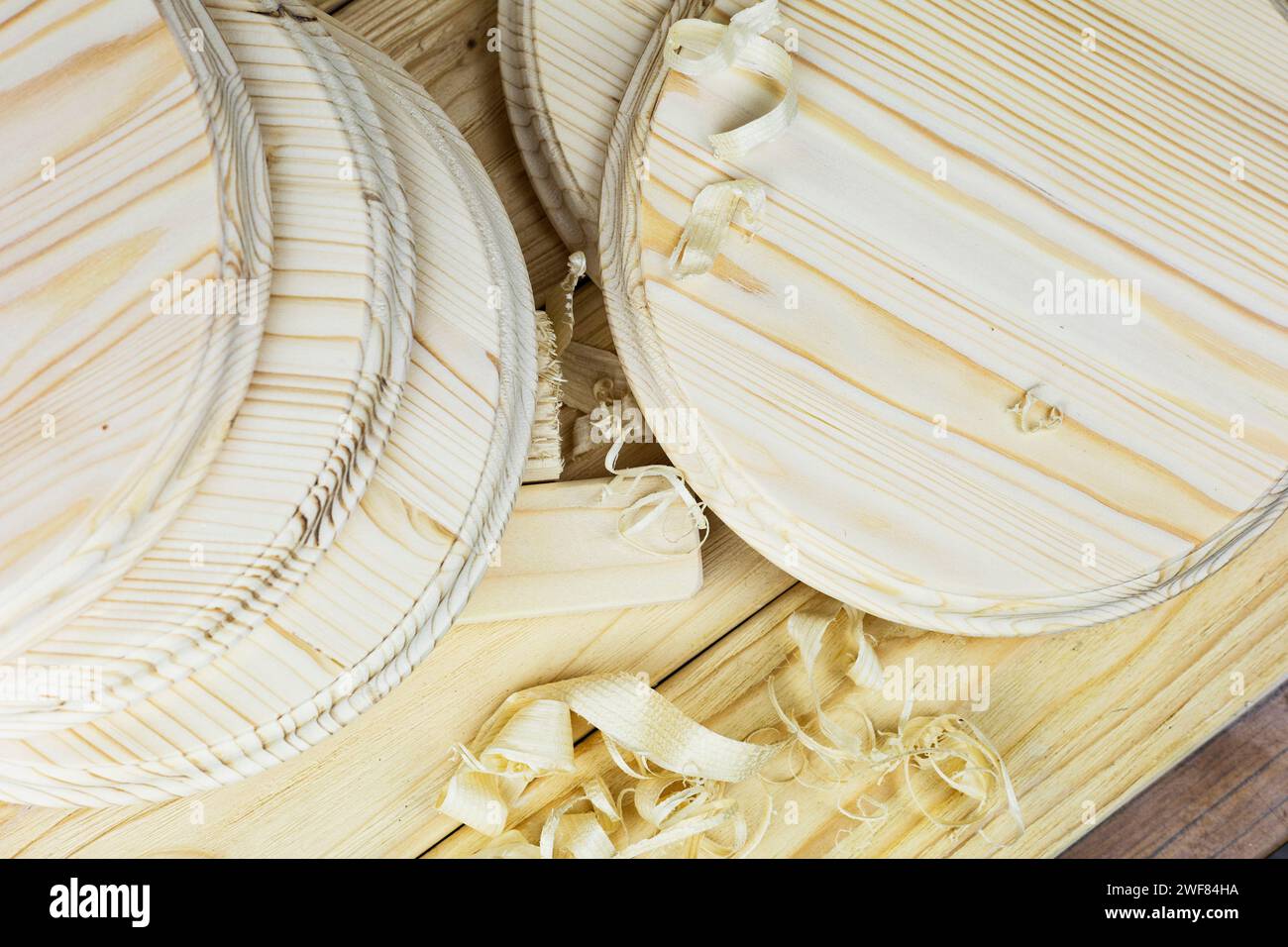 Wood carving. Products made by hand by a craftsman from wooden planks ...