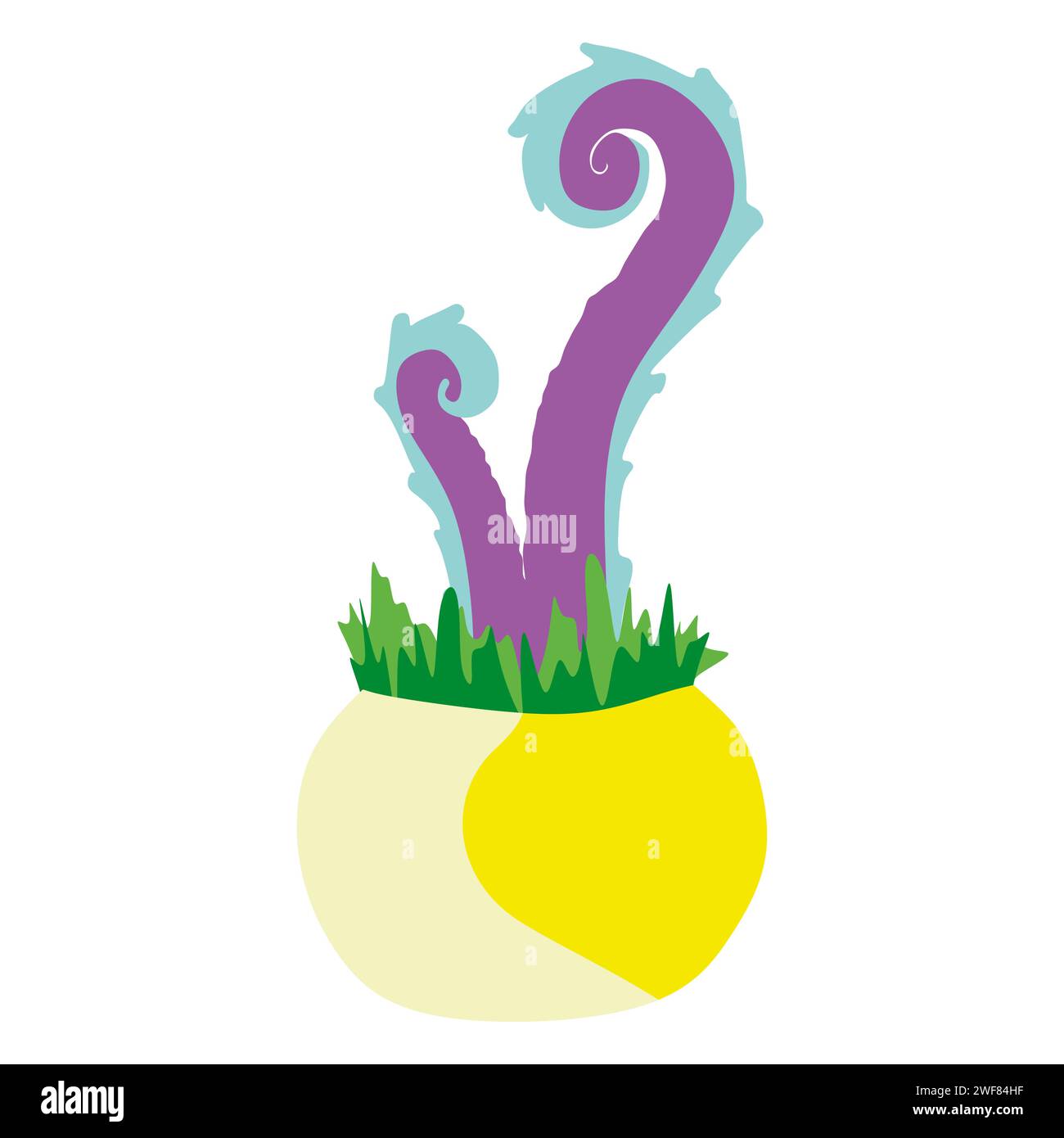 Cartoon fantasy alien Plant in Flower pot. Vector nature element ...