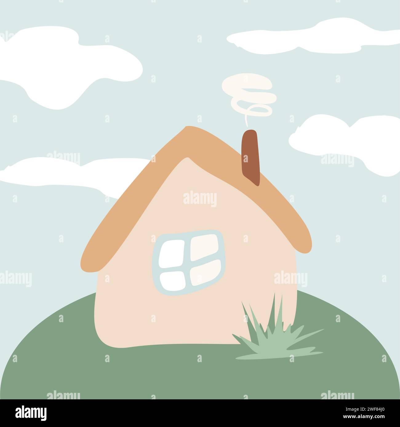 Cartoon House against the sky and other elements of the environment ...