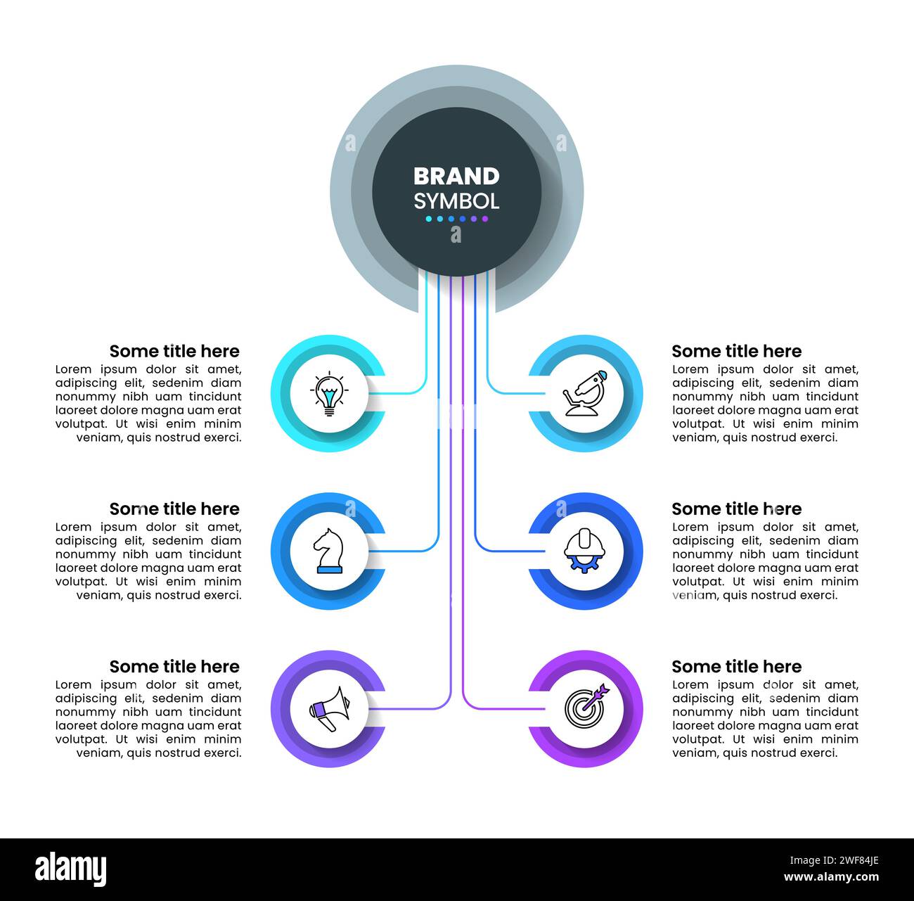 Infographic template with icons and 6 options or steps. Technology ...