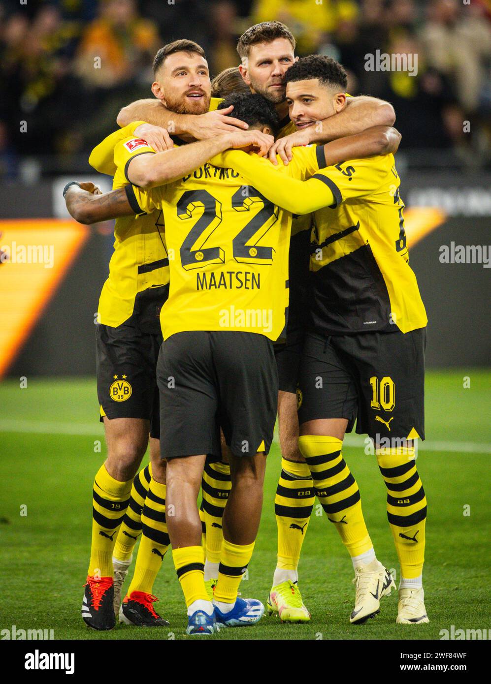 Dortmund, Germany. 28th Jan 2024. Torjubel: Salih Özcan (BVB), Niclas ...