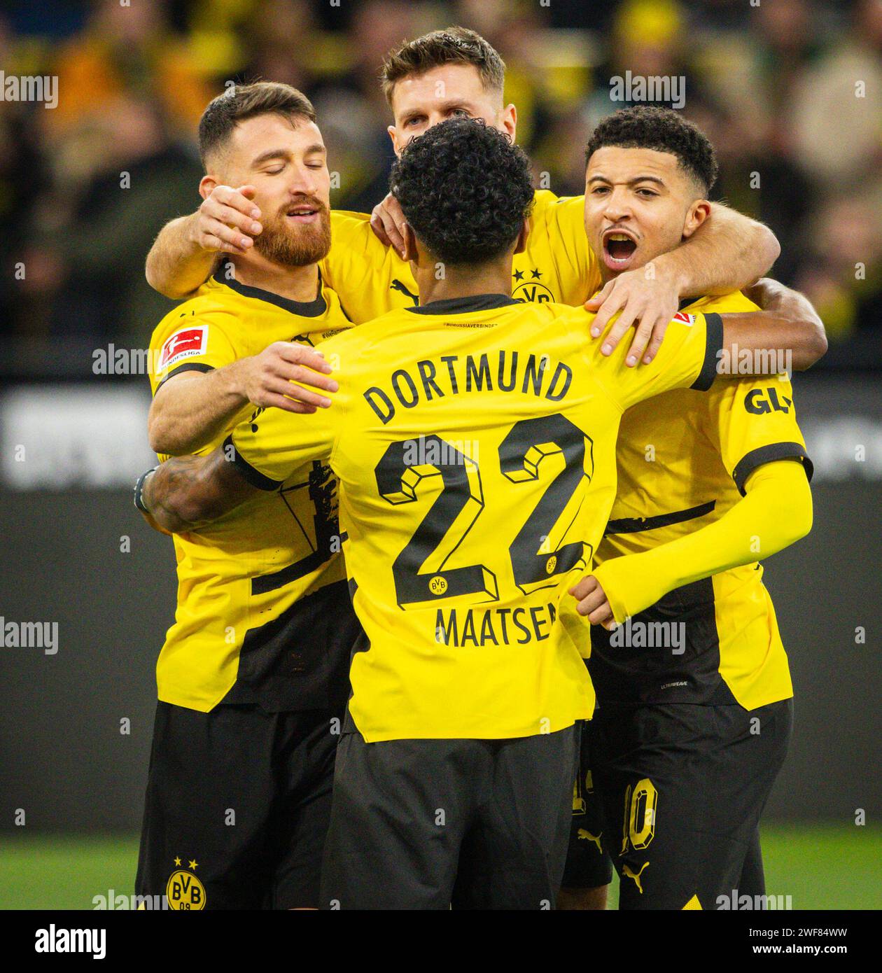 Dortmund, Germany. 28th Jan 2024. Torjubel: Salih Özcan (BVB), Niclas ...