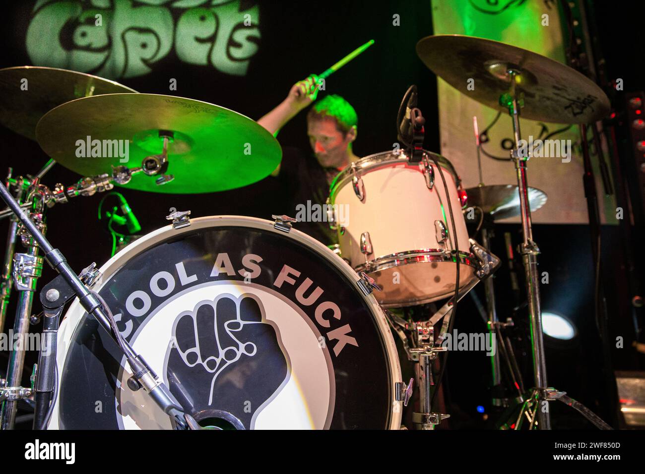 Craig Gill, drummer for the Inspiral Carpets, performing at their ...