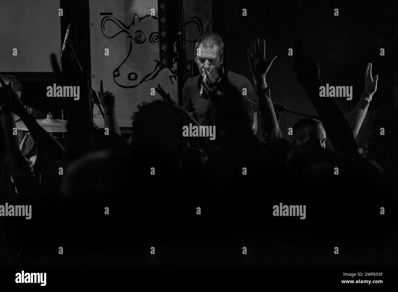 Clint Boon on keyboards and backing vocals, singing at the Inspiral ...