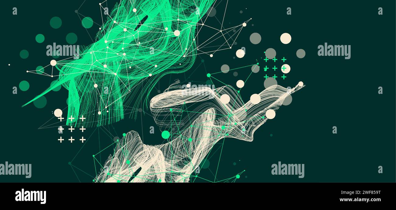 Abstract wave lines. Design element for technology, science, modern ...