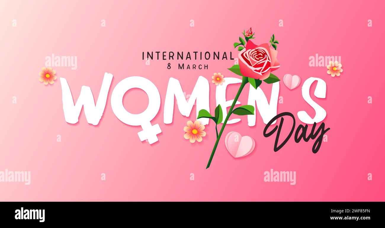 International Womens day 8 march with paper text and flowers. Vector ...