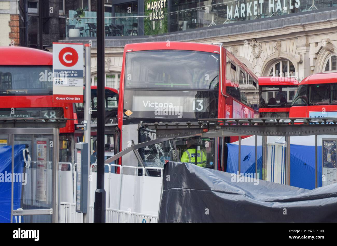 London, UK. 29th January 2024. Scene of the accident. A person was ...