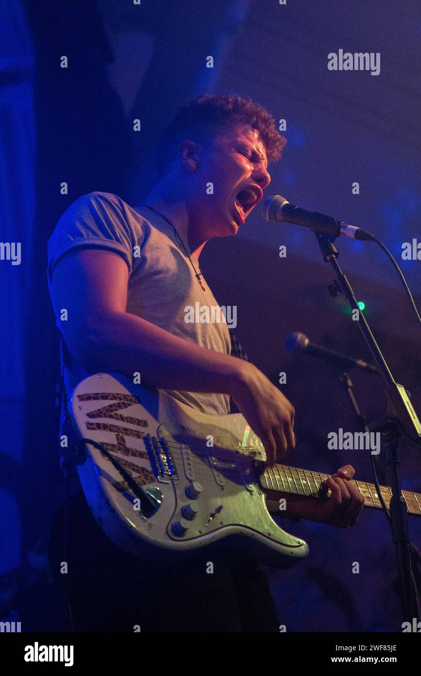 Isaac Taylor, lead singer and guitarist of No Hot Ashes performing live ...