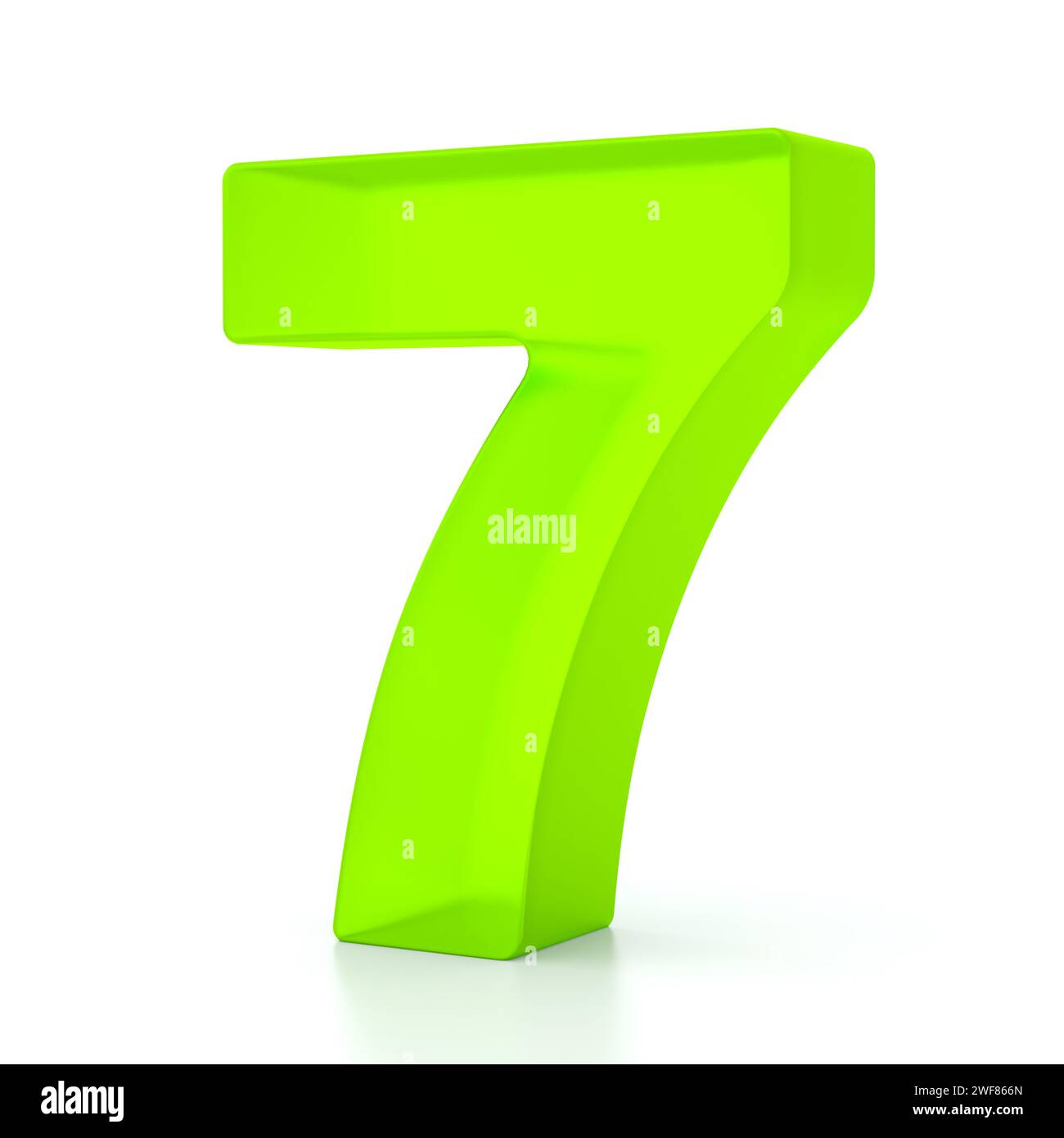 Number seven with green glass material. 3d symbol for graphic design ...