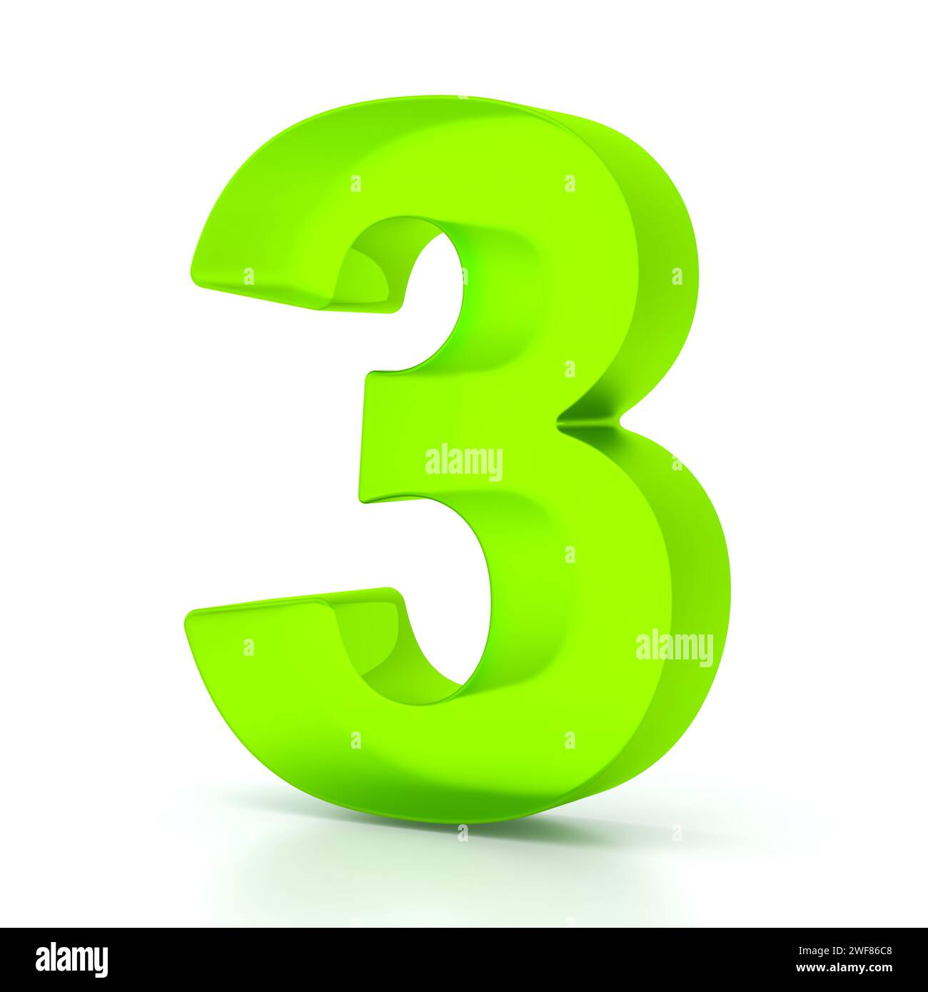 Number three with green glass material. 3d symbol for graphic design ...