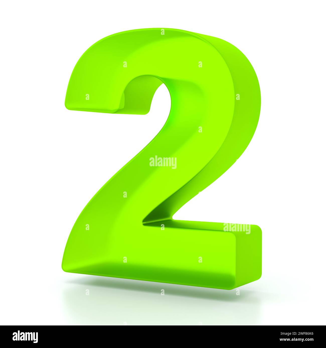 Number two with green glass material. 3d symbol for graphic design ...
