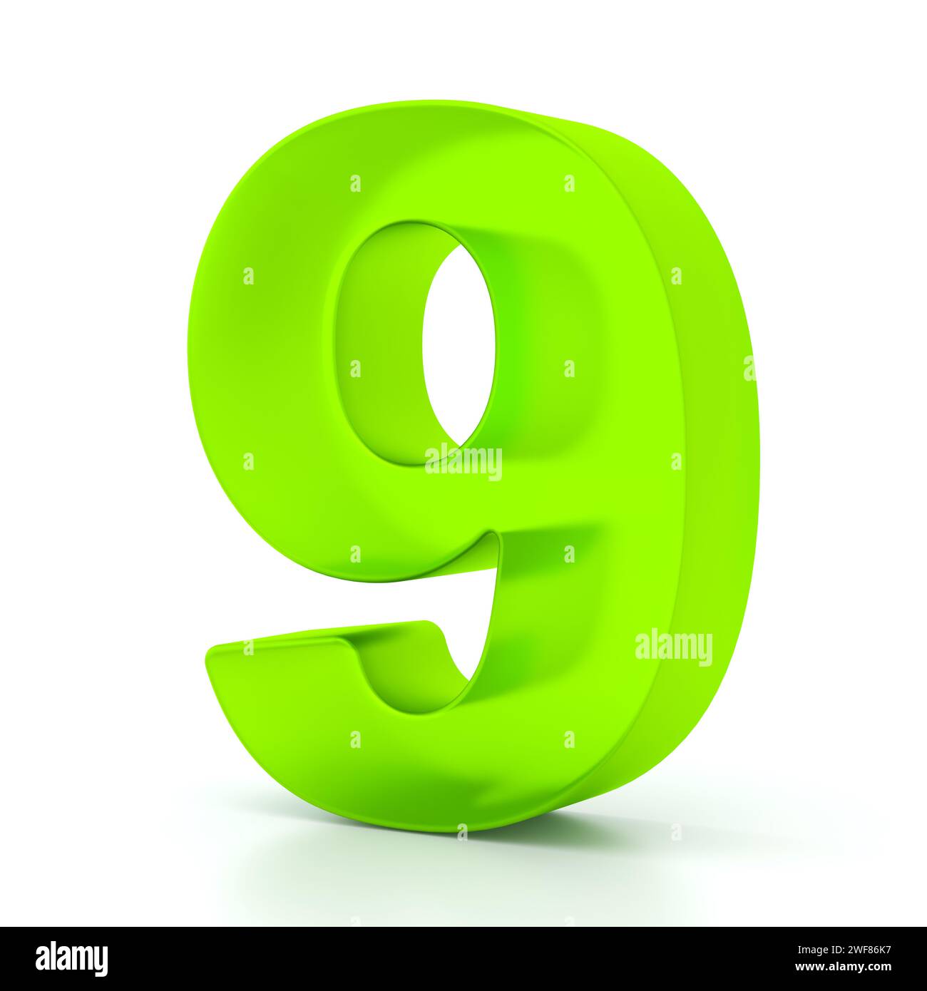 Number nine with green glass material. 3d symbol for graphic design ...