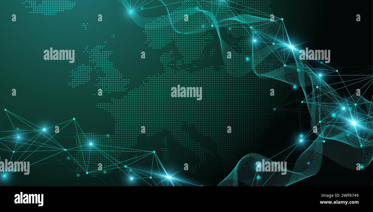 Global network connection banner design template. Header social network ...