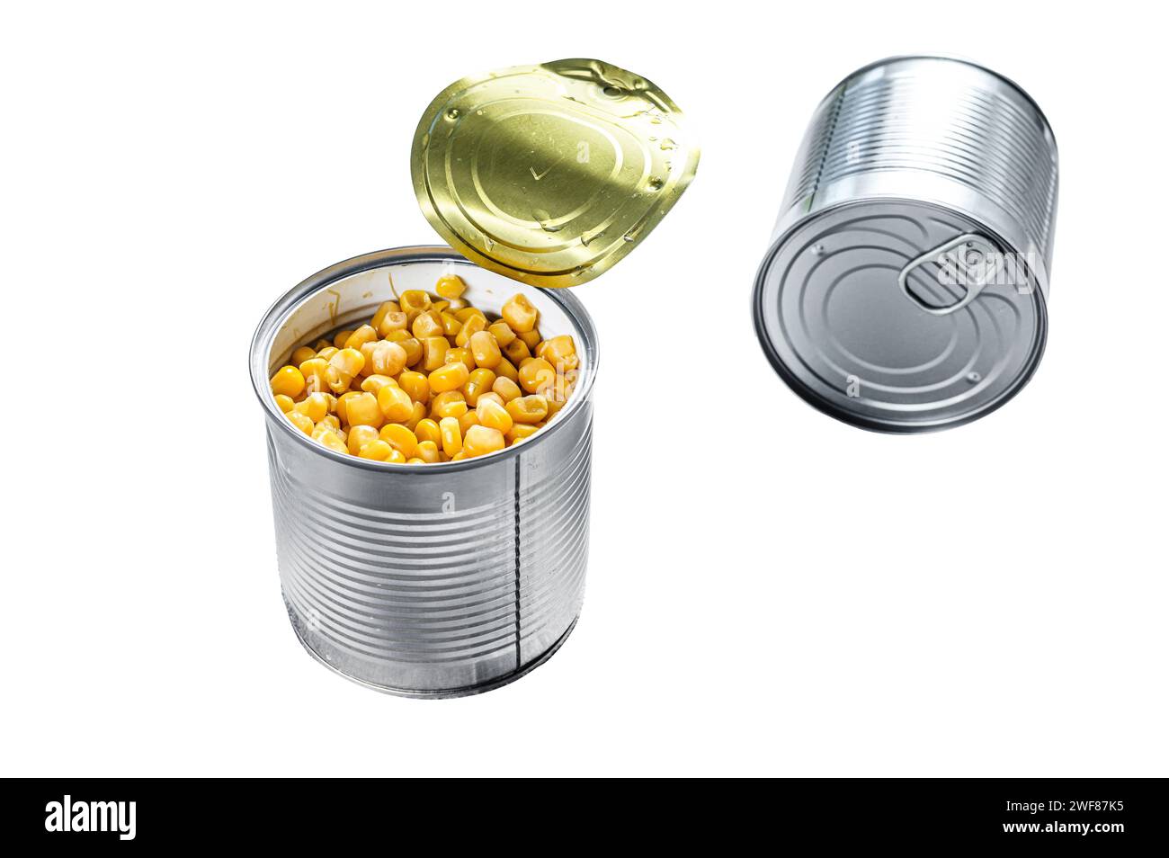 Canned corn in a tin can. canned food. Isolated on white background ...