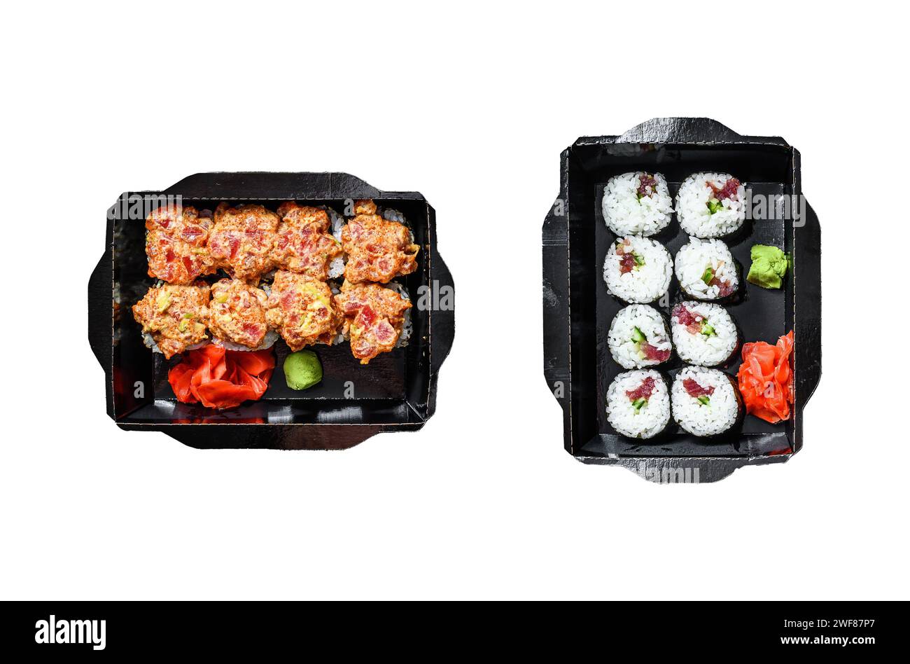 The sushi rolls in the delivery package, ordered in sushi take-out ...