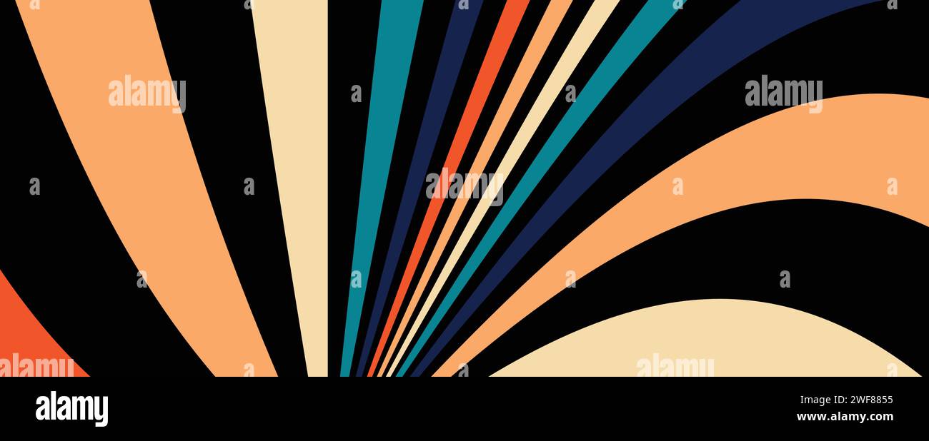 Retro Vintage 70s Style Stripes Background Poster Lines Shapes Vector