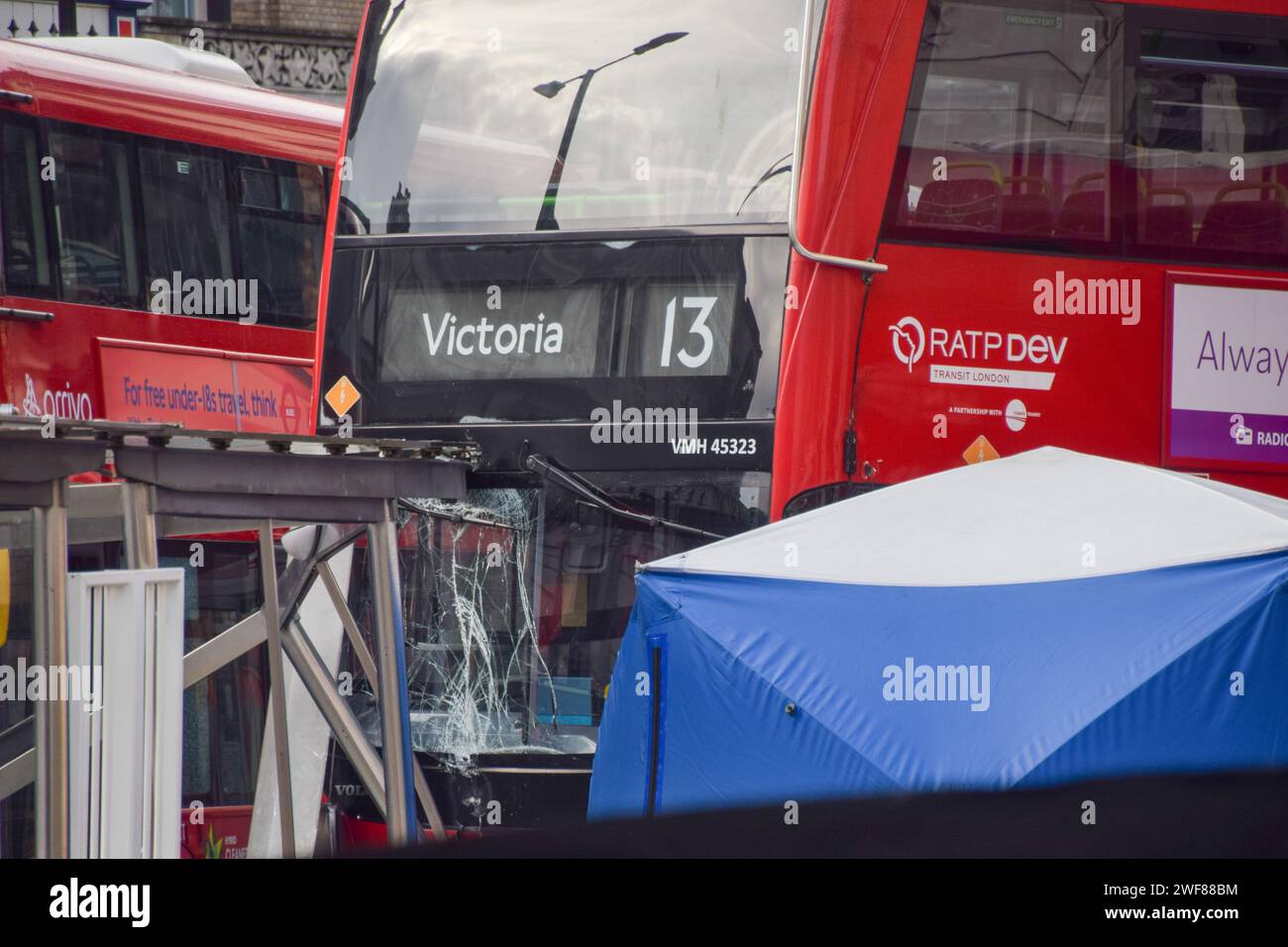 London, England, UK. 29th Jan, 2024. Scene of the accident. A person ...
