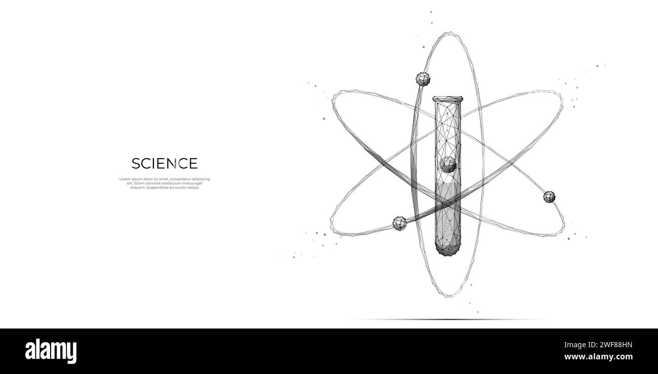 Chemistry science concept. Abstract test tube and atom model Stock ...