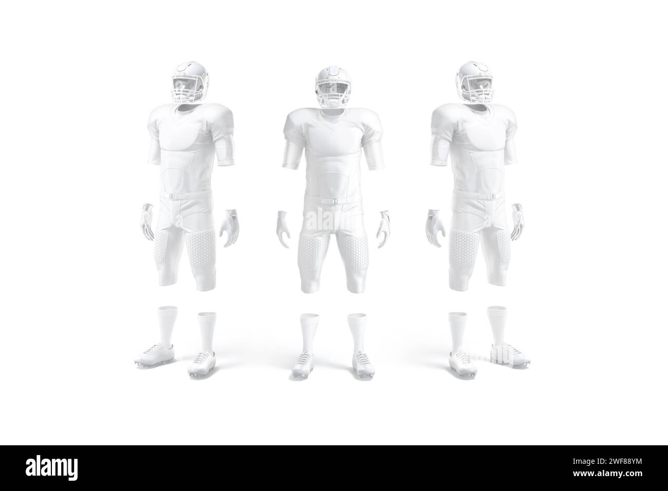 Blank white american football uniform mockup, front and side view, 3d ...