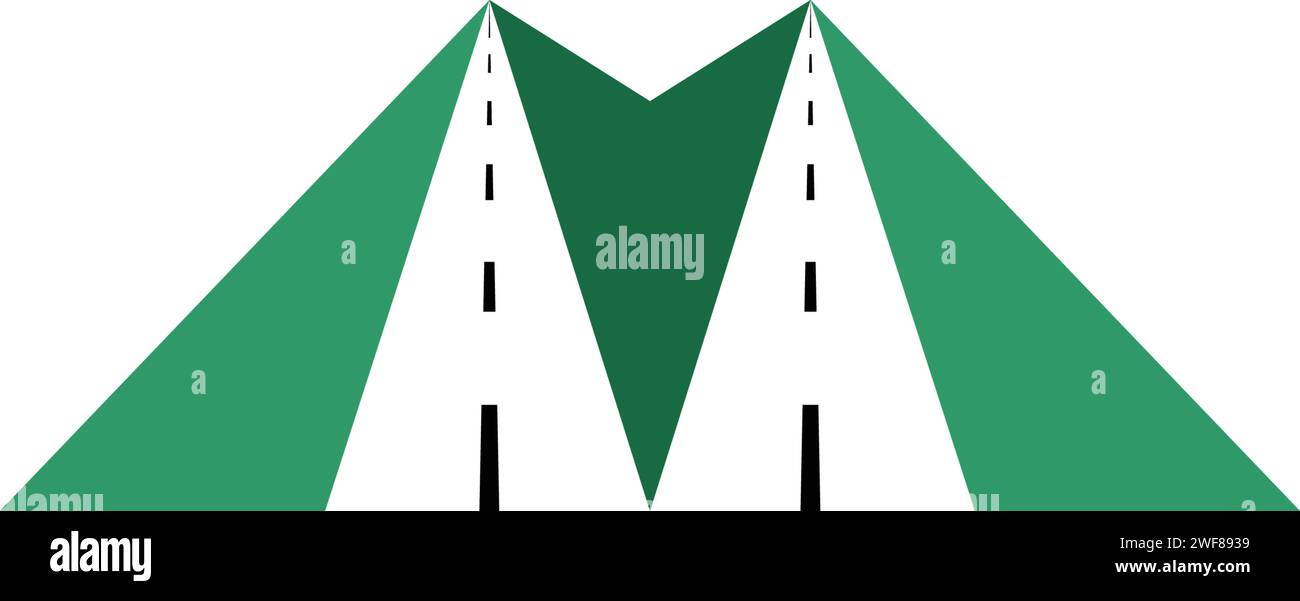 highway road and mountain letter m logo vector icon Stock Vector Image ...