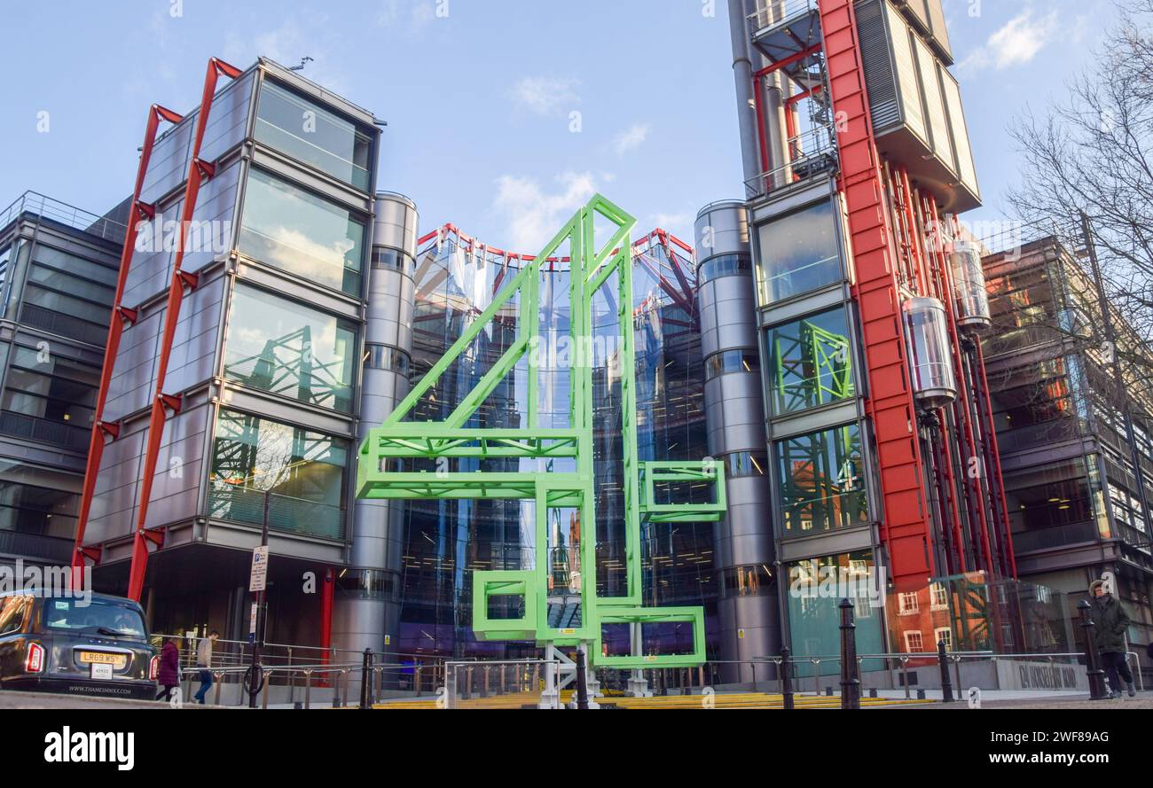 London, UK. 9th January 2024. Exterior view of the Channel 4 ...