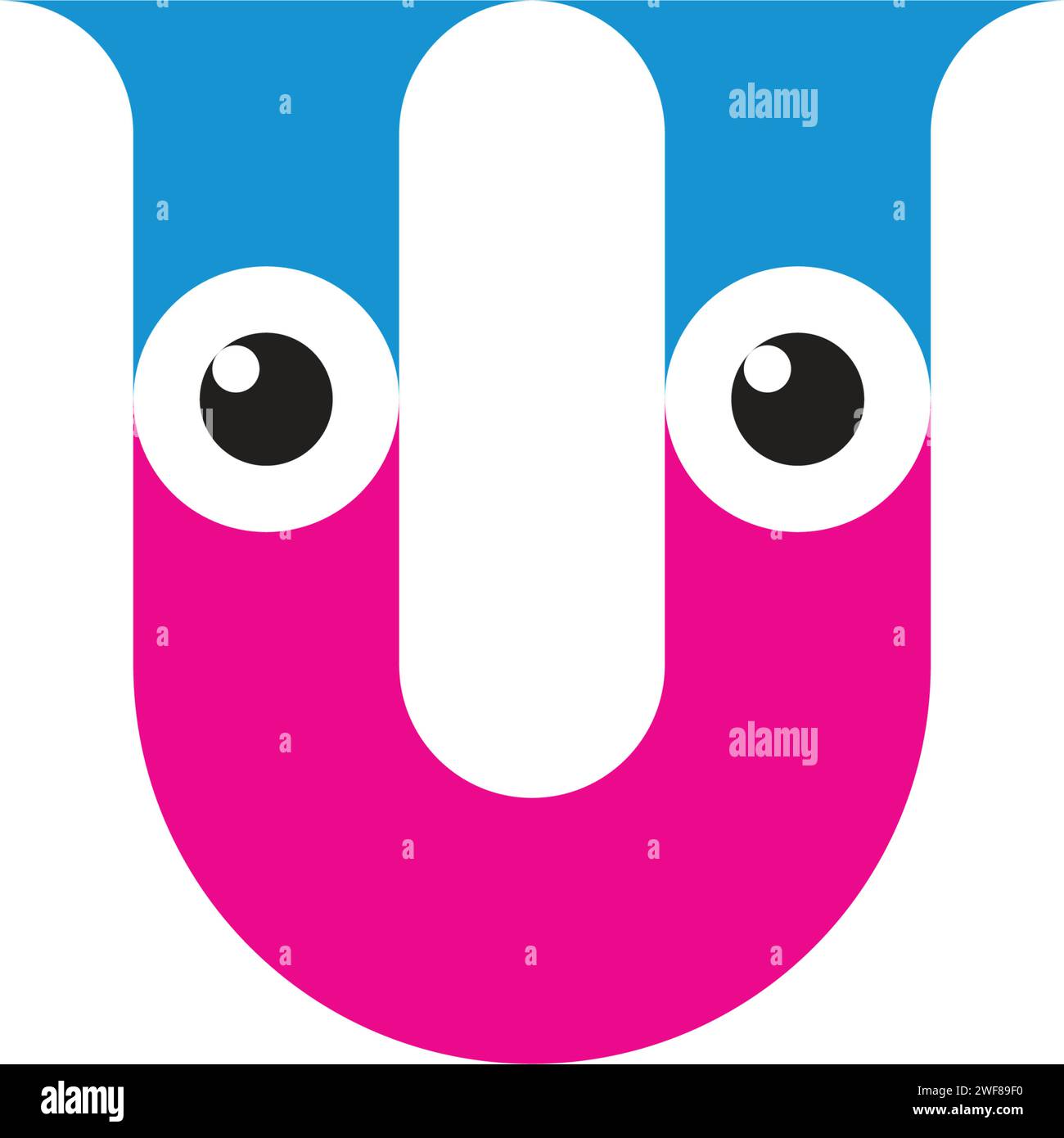 letter u with eyes cartoon face character logo Stock Vector Image & Art ...