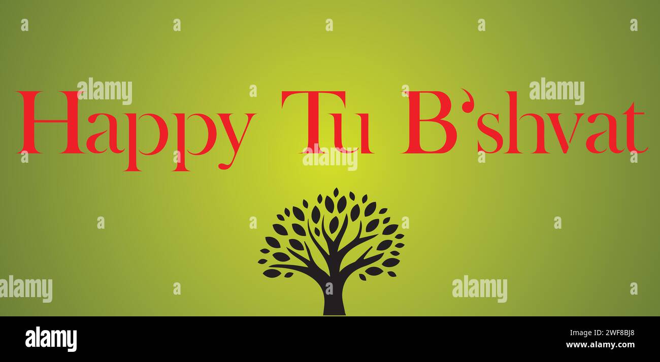 Happy Tu B'shvat stylish text illustration design Stock Vector Image ...