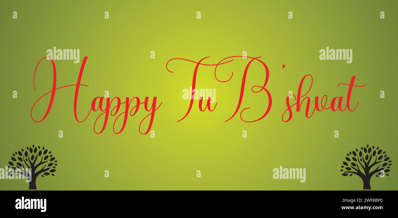 Happy Tu B'shvat stylish text illustration design Stock Vector Image ...