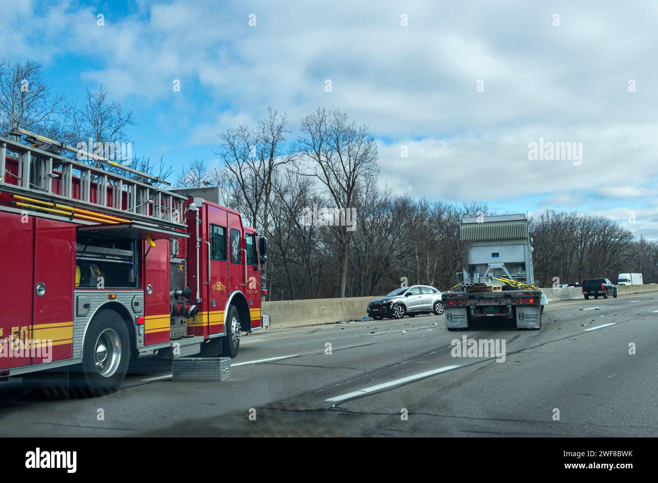 Car crash with overturned semi truck hi-res stock photography and ...
