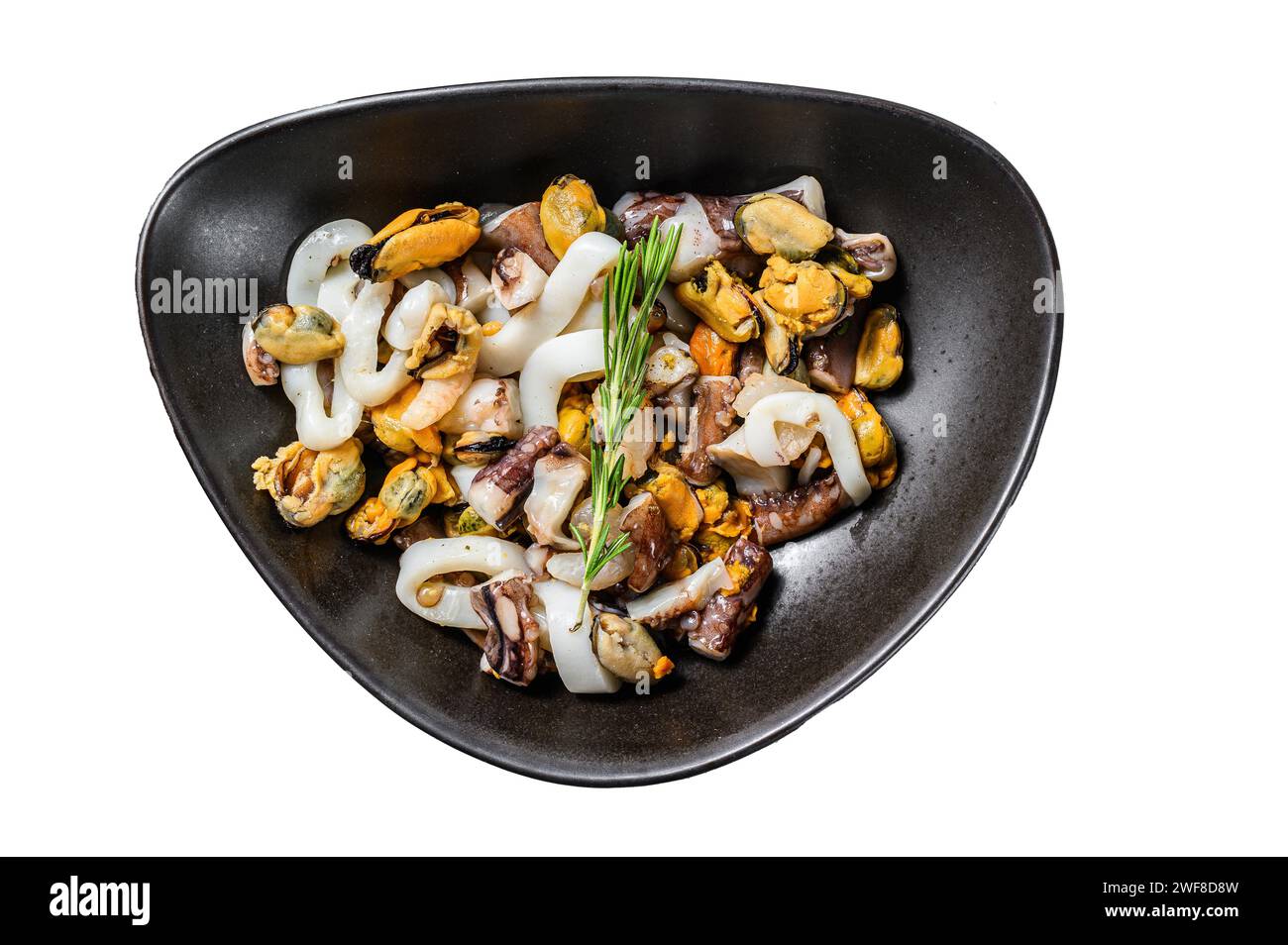 Seafood mix. Mussels, clams, squid, octopus, shrimps and prawn ...