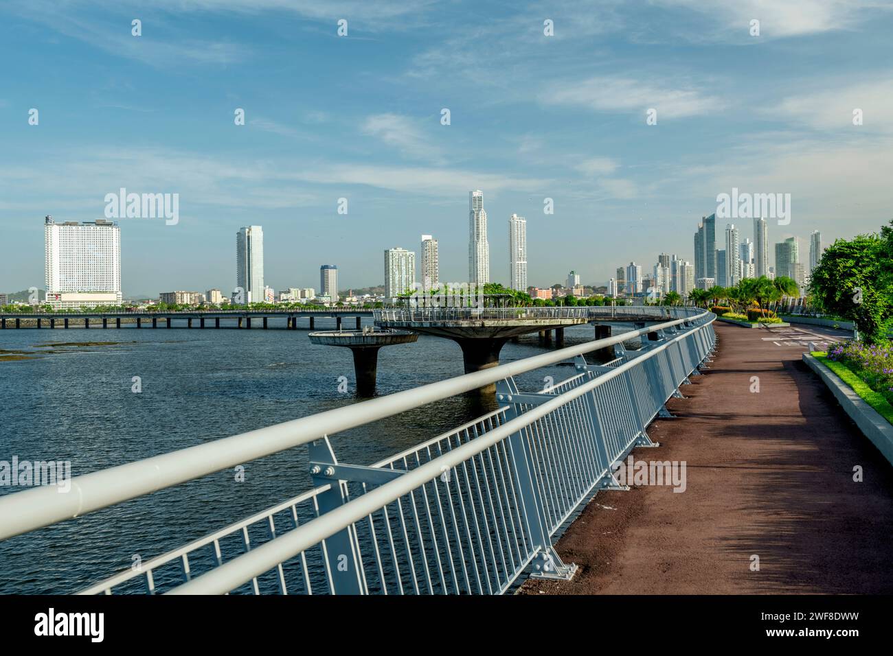Panama City skyline seen from Cinta Costera 3, the old and new towns ...