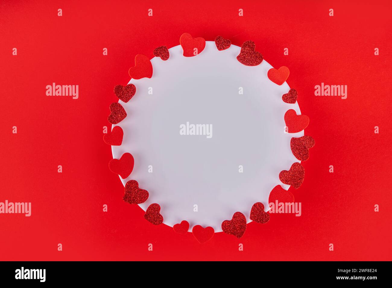 White red bright Valentine Day background with red hearts. Valentines ...