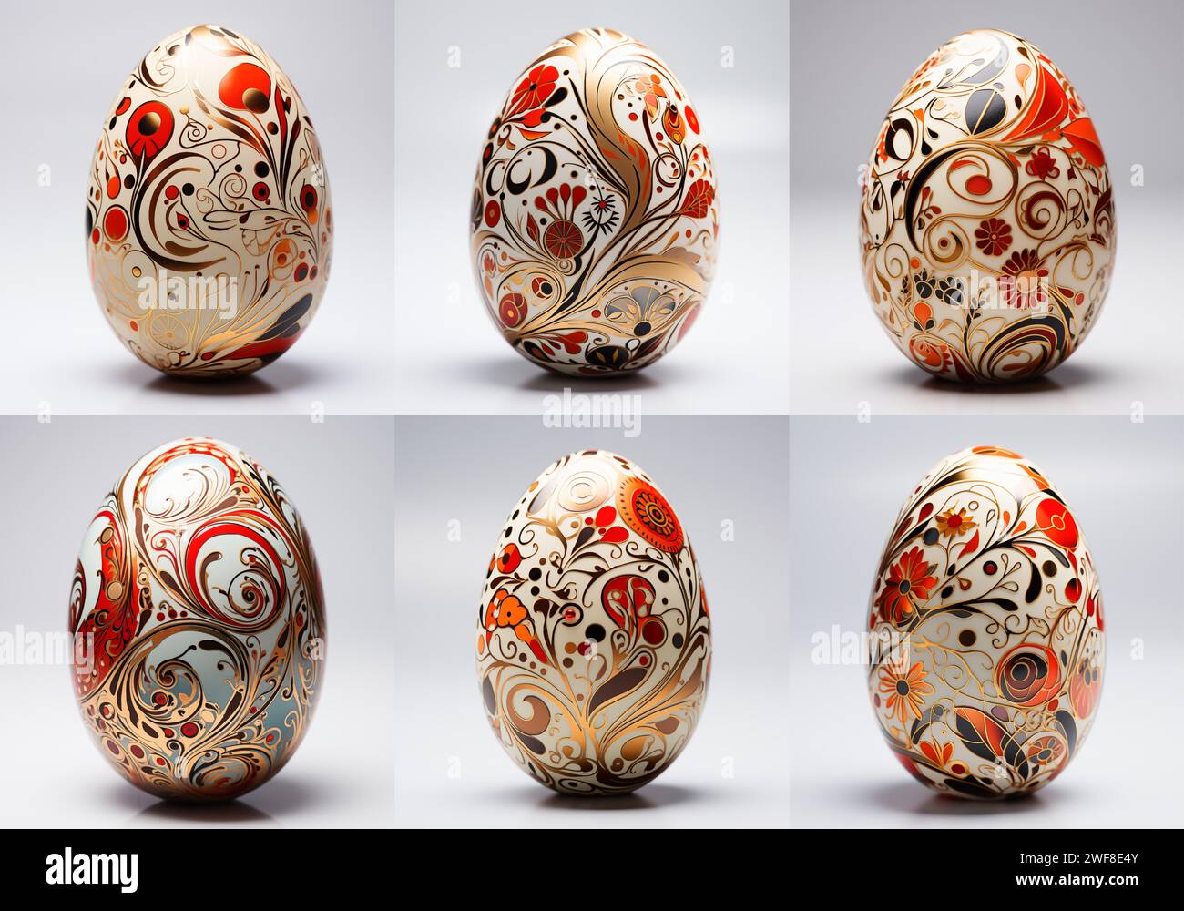 A unique set of colorful easter egg designs / artwork (Art Deco style inspired by Erte). 6 ...