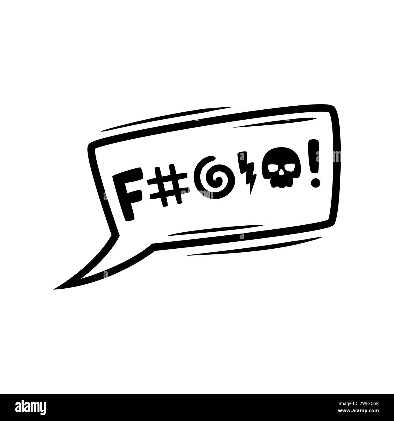 Comic swear speech bubble, hate angry talk, aggressive expletive curse ...