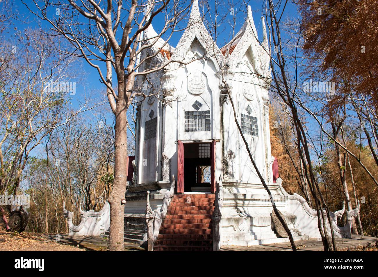 Ancient pavilion and antique shrine in forest jungle on mountain for ...