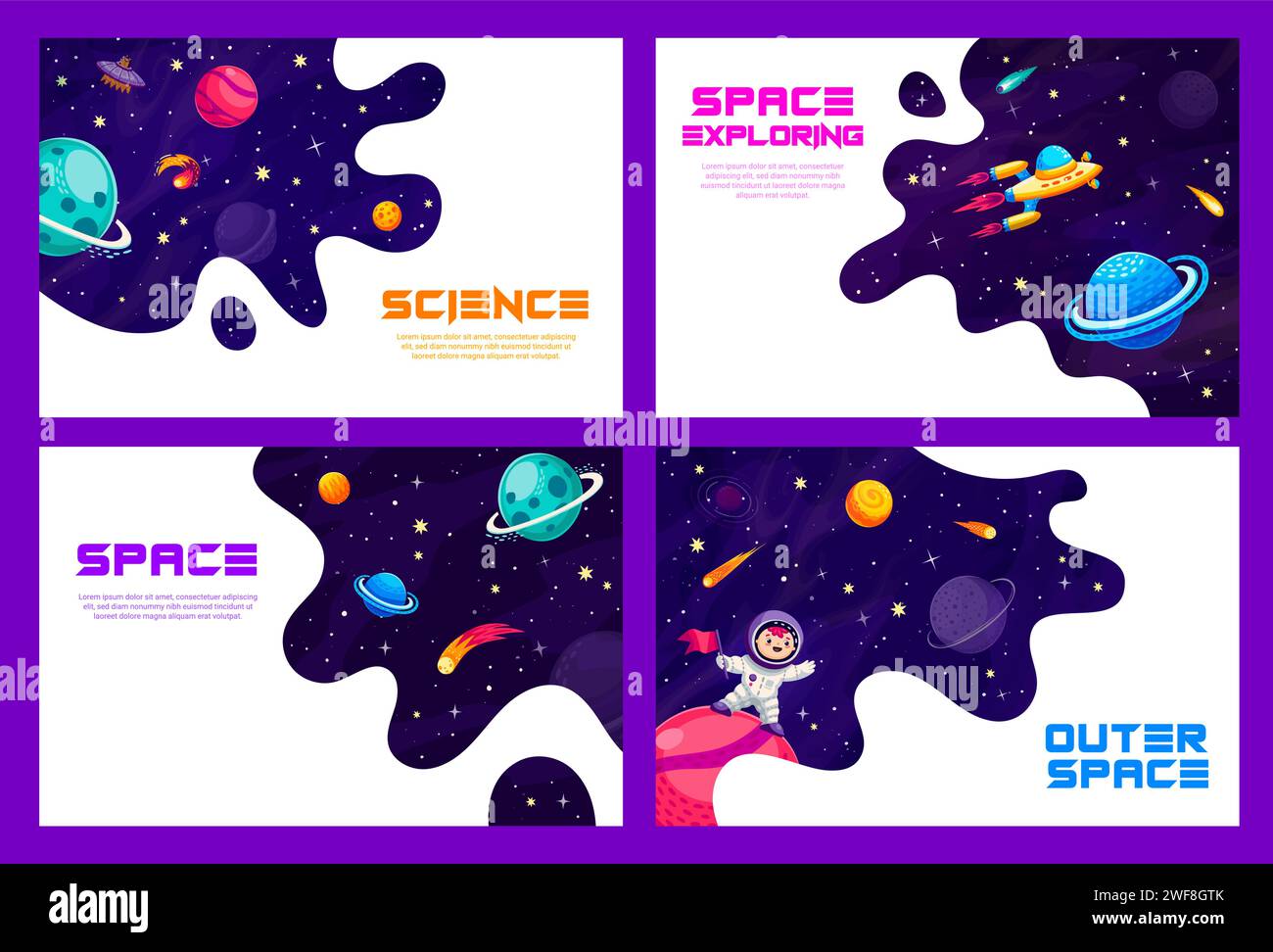 Galaxy space template banners and posters. Universe exploration ...