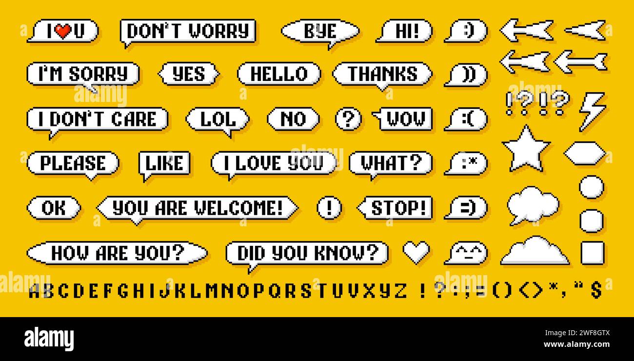 8bit retro pixel speech bubble messages and arrows, like and subscribe ... 8bit retro pixel speech bubble messages and arrows, like and subscribe ...