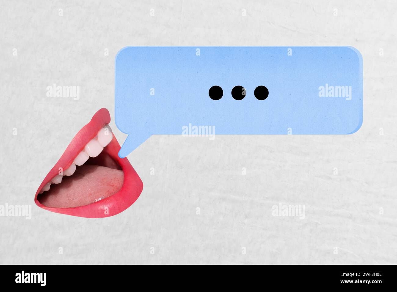 Collage creative poster illustration toothy smile talk chat ...