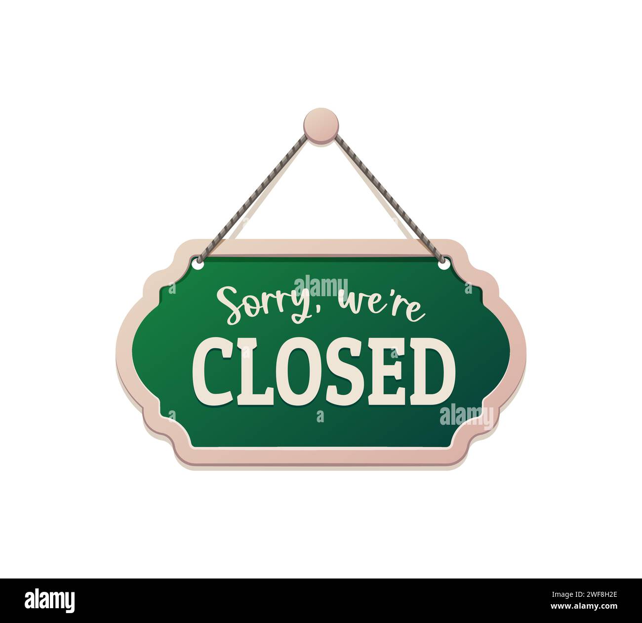 Closed board sign, shop notice signboard. Isolated vector banner ...