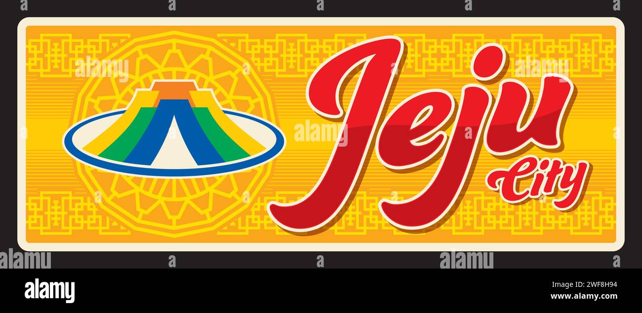 Jeju South Korea largest island, travel sticker and plate, retro tin ...