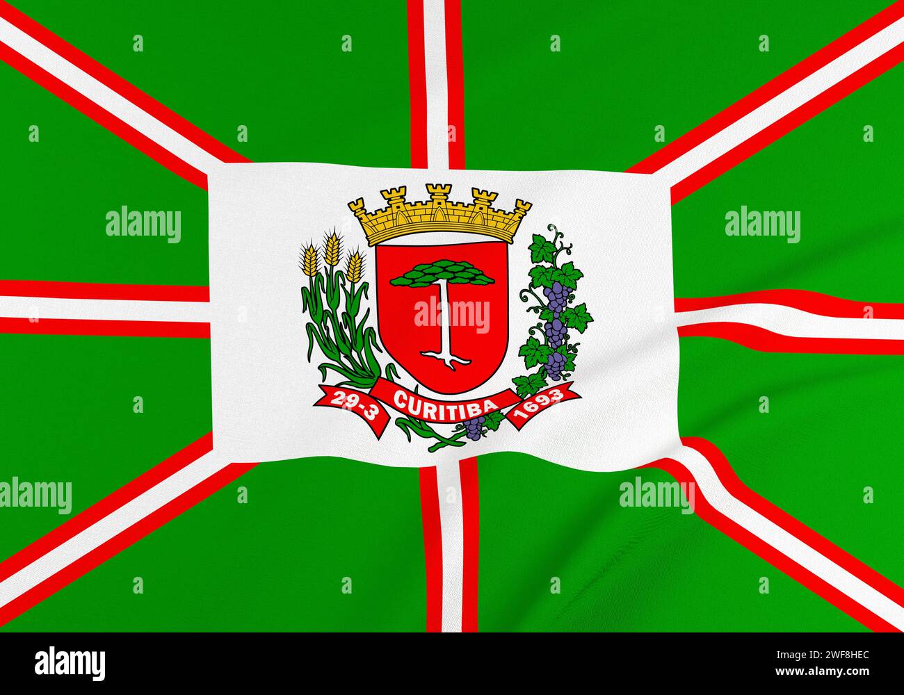 The flag of the city of Curitiba, Paraná, Brazil - 3D illustration ...