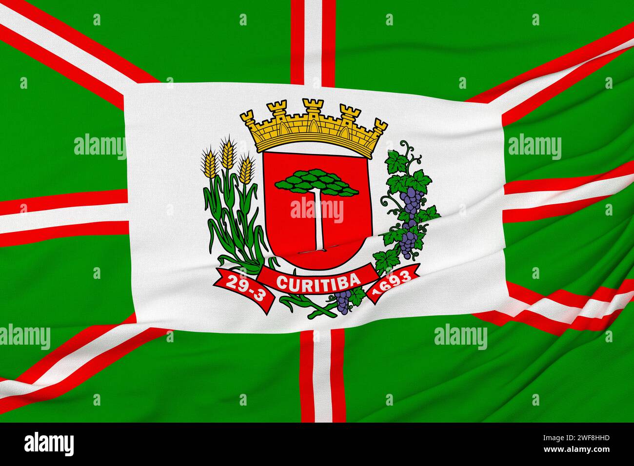 The flag of the city of Curitiba, Paraná, Brazil - 3D illustration ...
